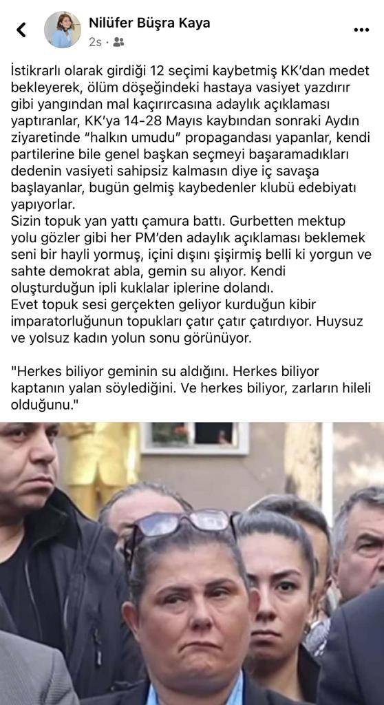 “Huysuz ve yolsuz kadın yolun sonu görünüyor”